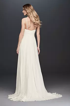 Ruched Bodice Chiffon A-Line Wedding Dress | David's Bridal Ruched Bodice Chiffon A-Line Wedding Dress | David's Bridal