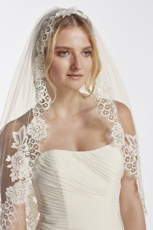 Mid Veil with Trailing Lace | David's Bridal