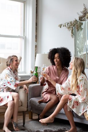 Floating Florals Satin Robe | David's Bridal