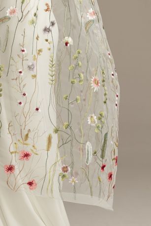 Colorful Embroidered Floral Cottagecore Mid Veil | David's Bridal