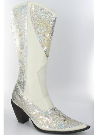 High Heel Cowboy Boot with Sequins | David's Bridal