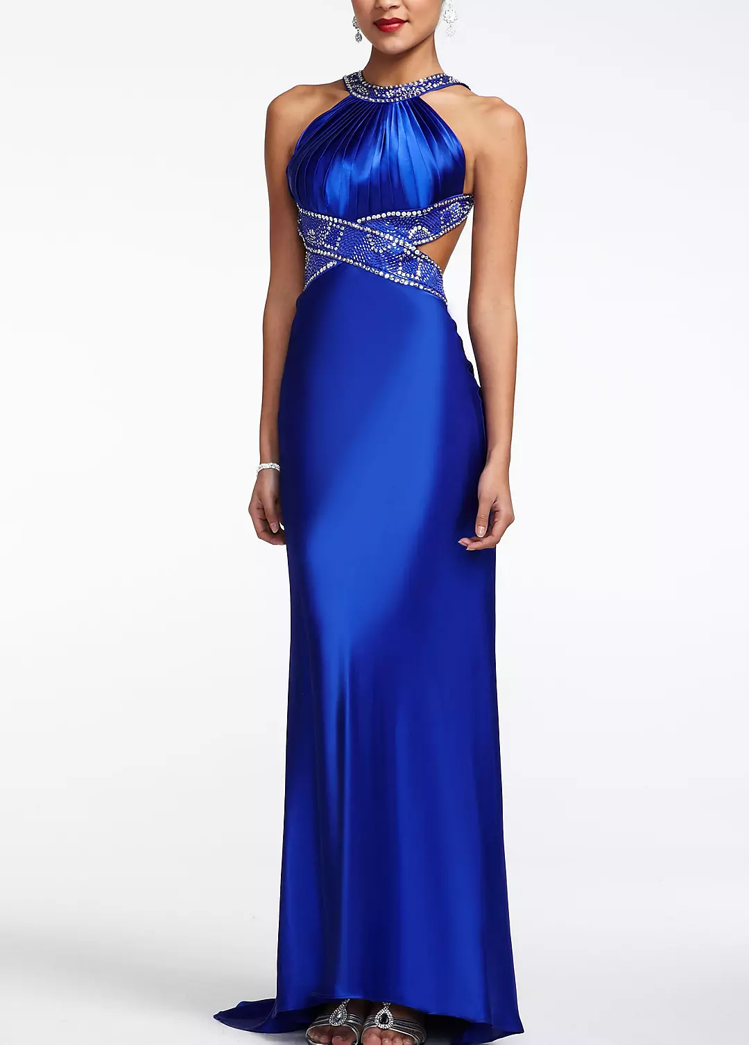 Long Halter Prom Dress With Open Back Davids Bridal