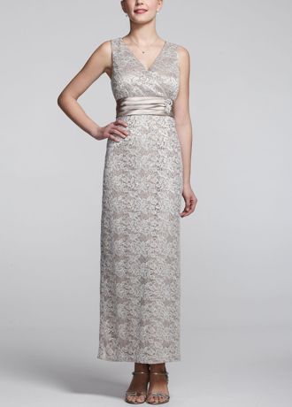 Sleeveless Lace Dress with Charmuese Waist | David's Bridal