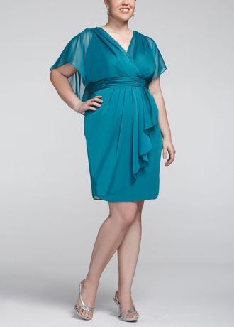 Short Caplet Yoryu Dress with Flutter Sleeves | David's Bridal