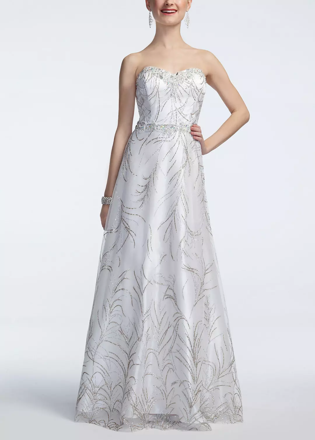 Strapless Tulle Ball Gown With Glitter Pattern Davids Bridal