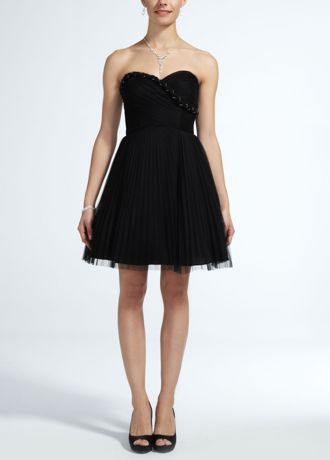 Short Strapless Tulle Dress with Rope Bust Detail | David's Bridal