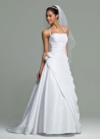 Taffeta Side Drape Gown with Beading | David's Bridal